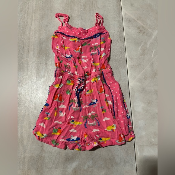 Mini Boden | Bottoms | Boden Pink Romper With Colorful Beach Cat Print ...
